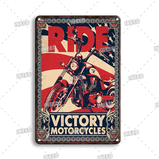 Vintage Motorcycle Brand Logo Tin Metal Tin Sign Wall Decor Retro ...