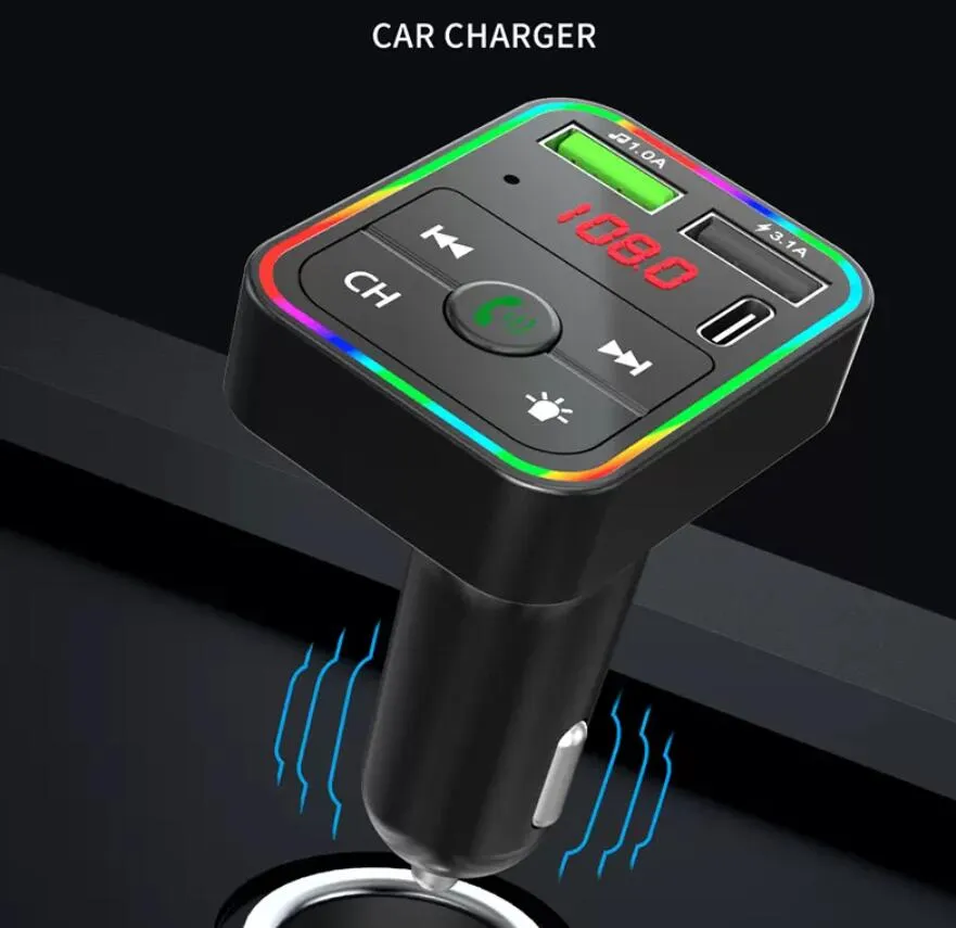 F2 Bluetooth Car Kit FM Transmitter Wireless Radio Adapter With Hands ...