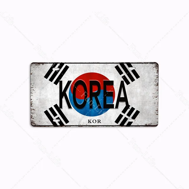 Retro every country flag Metal Painting - 30X15CM - License Plate Wall ...