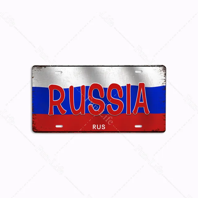 Retro every country flag Metal Painting - 30X15CM - License Plate Wall ...