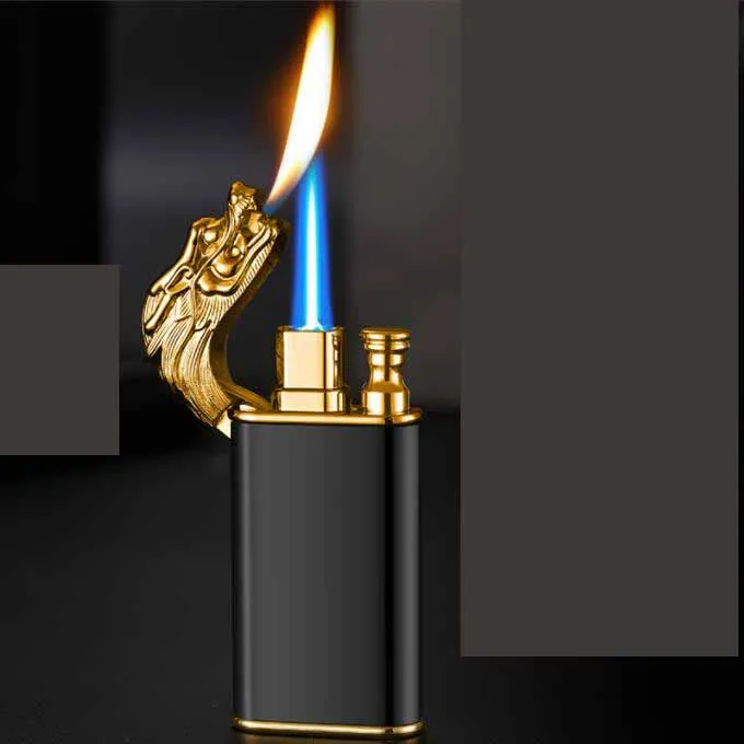 Latest Double Flame Inflatable Butane Lighter No Gas 5 Styles Luminous ...