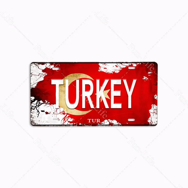 Retro every country flag Metal Painting - 30X15CM - License Plate Wall ...