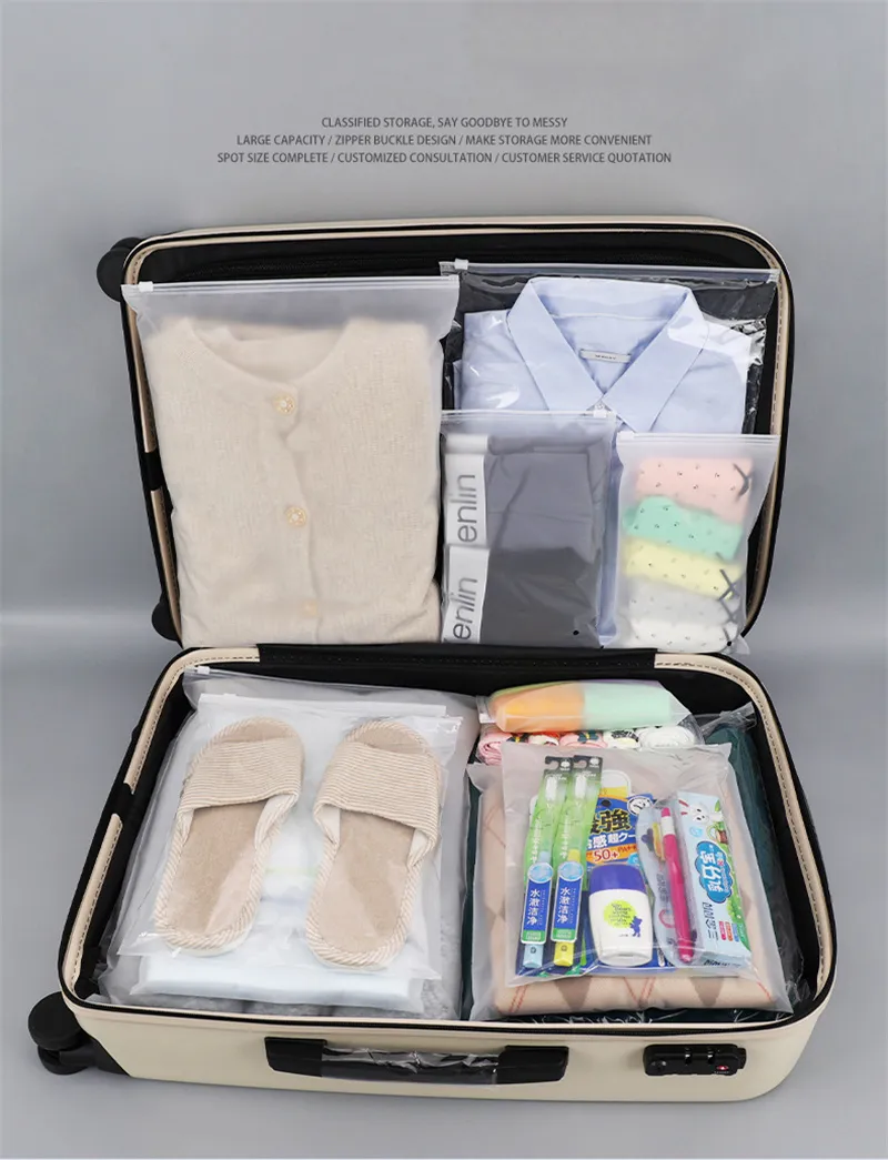 Zippered Clothing Storage Bags Frosted Poly Bags For Apparel Packaging ...