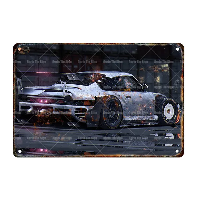 Custom Vintage Car Racing Metal Sign Iron Painting Plaque For Bar ...