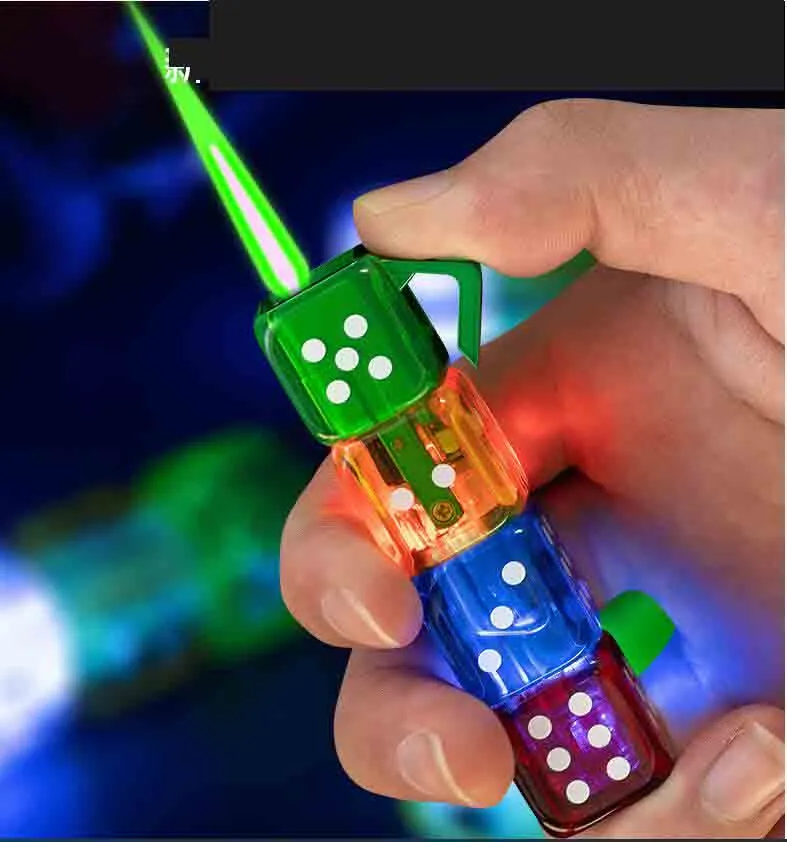 Jet Lighters Dice Shape LED Flashing Inflatable Lighter Windproof Metal ...