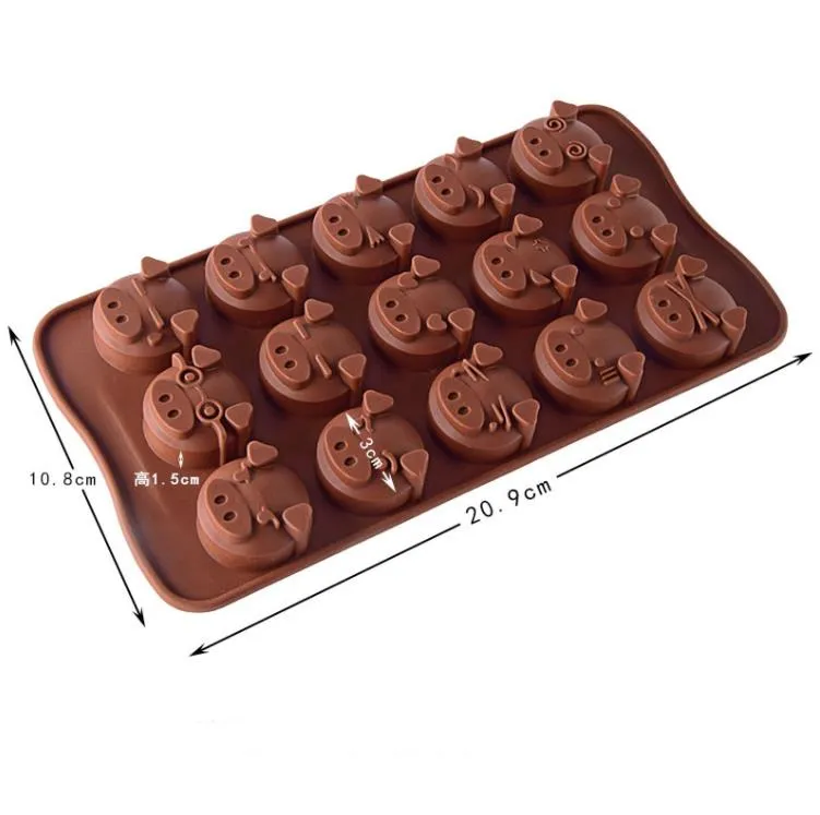 Silicone Cake Moulds 15 Grid Pig Head Design, Silicone Baking Molds ...