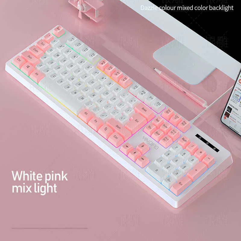 RGB Gaming Keyboard - Pink & Blue Mechanical Feel Wired USB Keyboard ...