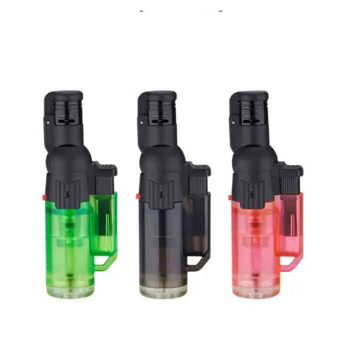 Windproof Plastic Torch Jet Lighter With Adjustable Flame Refillable Butane Micro Culinary ...