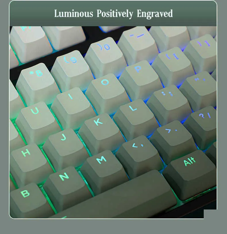 Backlit Key Caps: Green Gradient Keycaps OEM Profile, Translucent ...