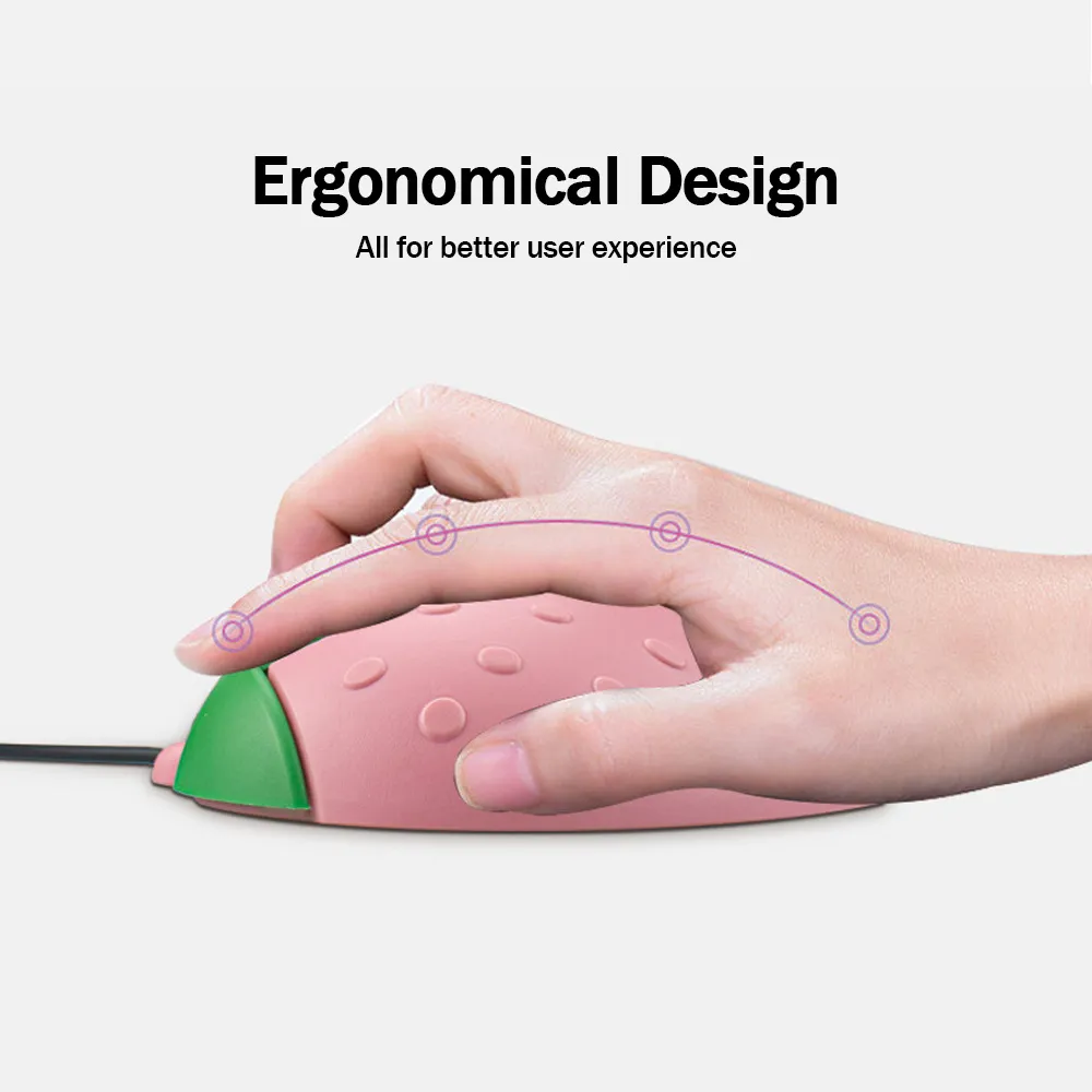 Cute Computer Mice: Ergonomic Strawberry Design Mouse, Pink PC Optical ...