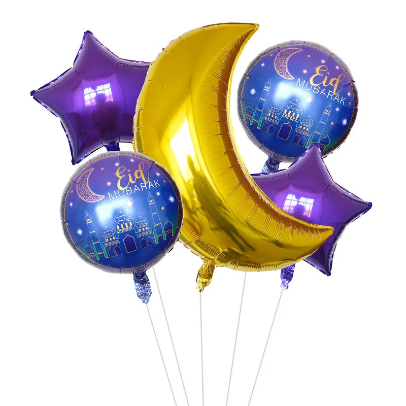 Ramadan Decoration Aluminum Foil Balloons Eid Mubarak Star Moon Shape ...