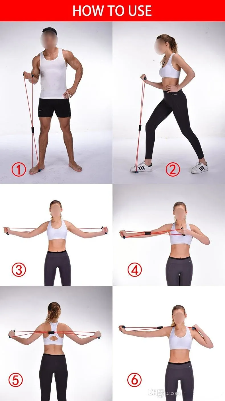 DHL 8 Shaped Rally TPE Yoga Gel Fitness Resistance Chest Rubber Fitness ...
