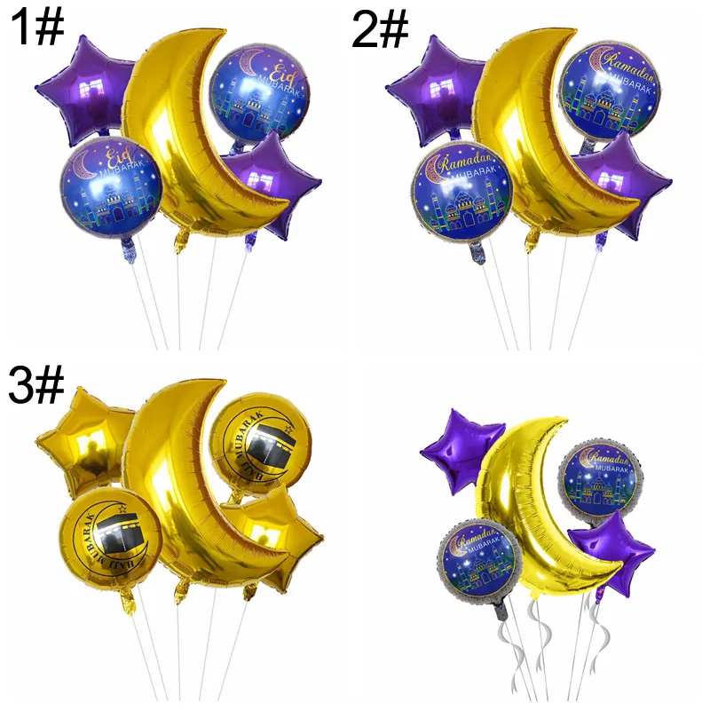 Ramadan Decoration Aluminum Foil Balloons Eid Mubarak Star Moon Shape ...