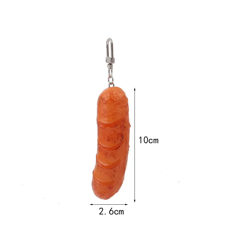 Creative Simulation Three Dimensional Grilled Sausage Keychain Food Bag ...