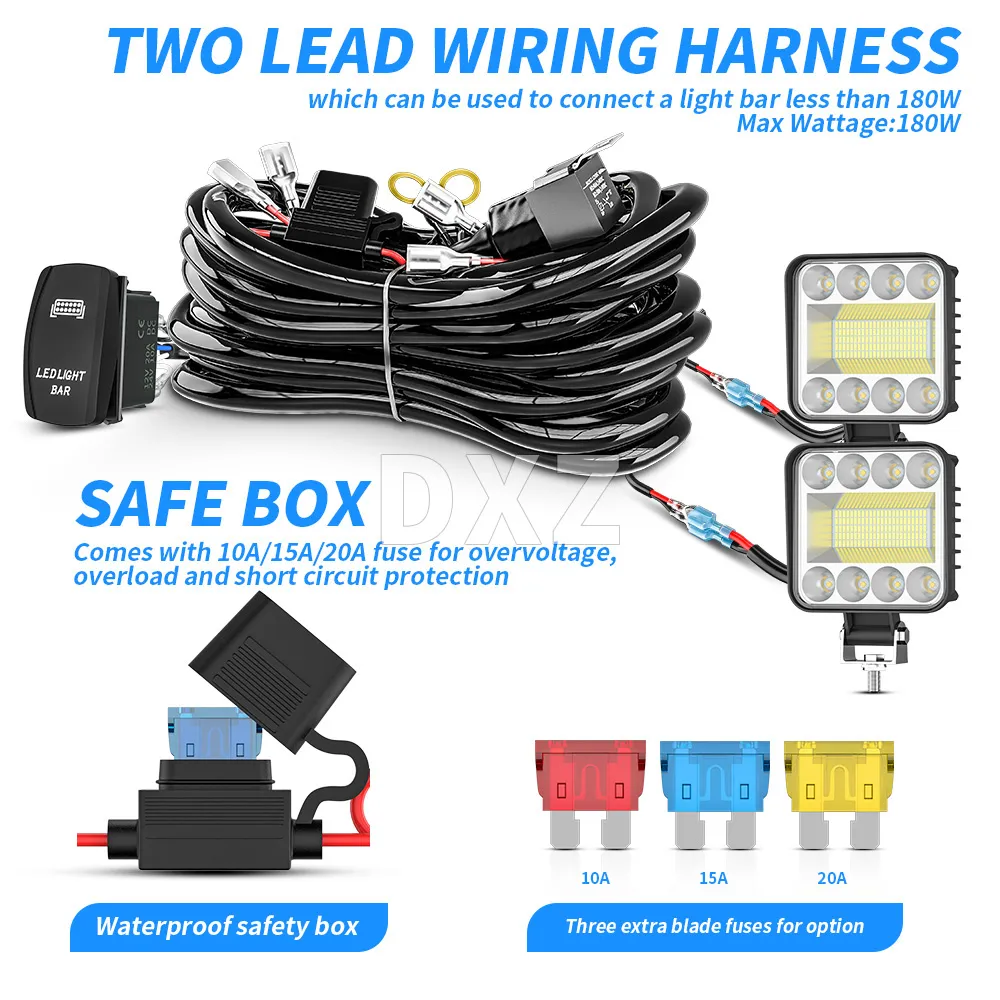Wiring Harness Relay Kit, 3M 12V 30A 18AWG, With Fuse And ON/OFF Switch ...