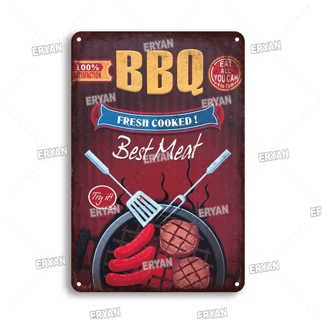 Vintage BBQ Zone Babbitt Metal Poster Tin Sign Retro Yard Decor And ...
