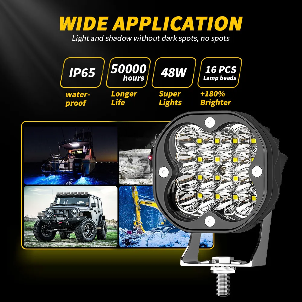 New 3 Inch 12V/24V 4X4 Car Driving Work Light 48W 16Smd LED Working ...