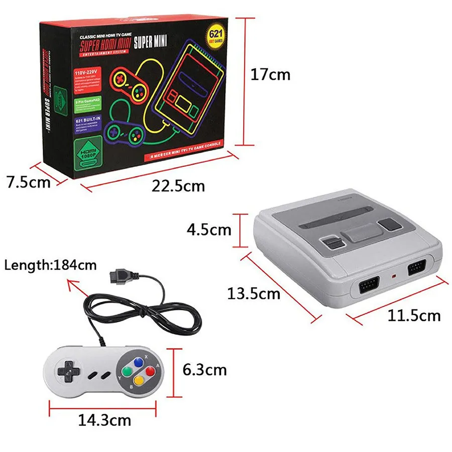 Retro Gaming Console With 621 Built In 8bit Games, HD Ignite Tv Output ...