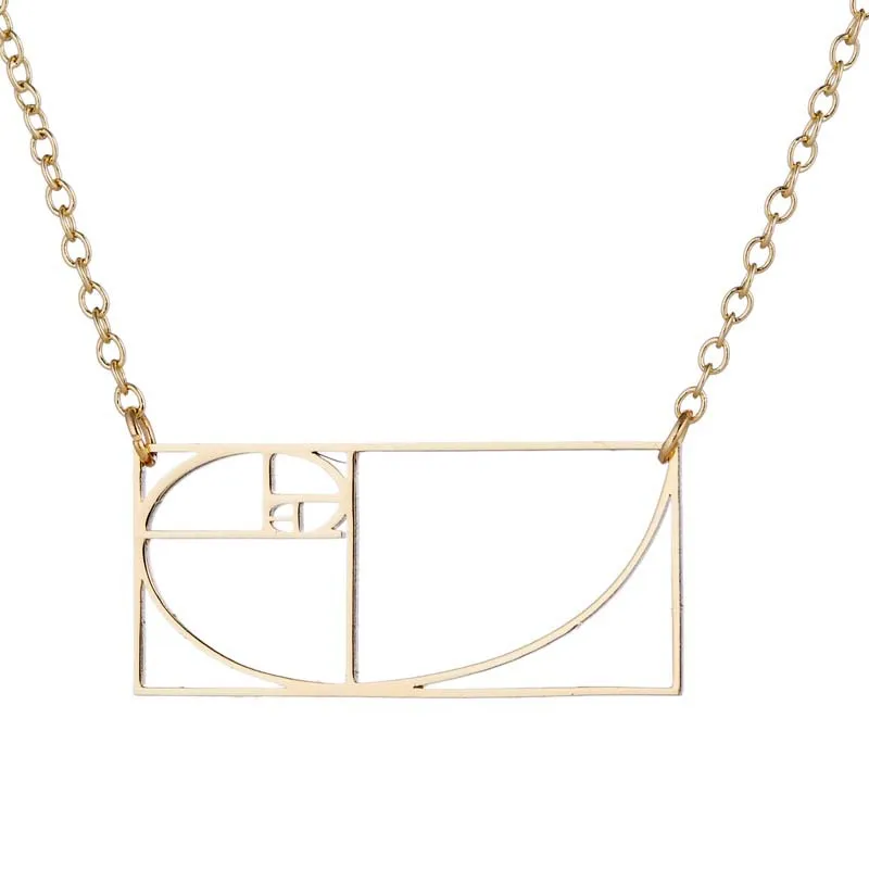 Stainless Steel Fibonacci Sequence Envelope Necklace With Golden Spiral ...