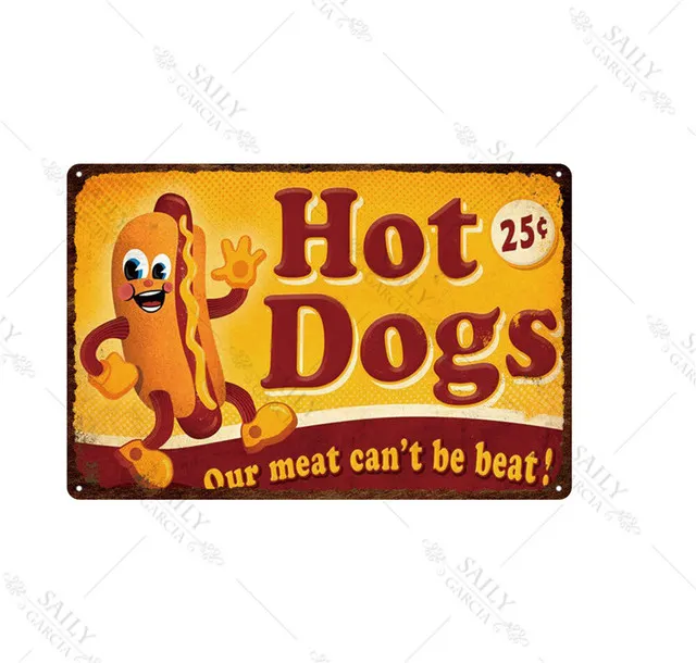 Fast Food Tin Sign Vintage Metal Painting Sign Plaque Metal Vintage Hot ...