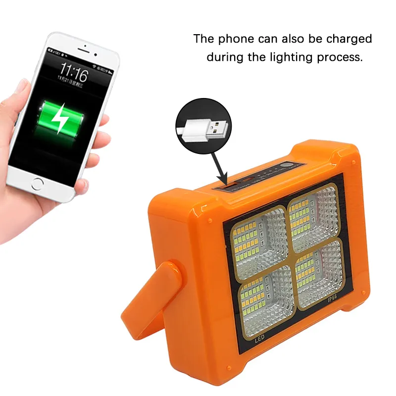 Solar Lights Floodlights USB Rechargeable 124 LED Outdoor Waterproof ...