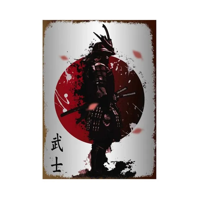 Japanese Samurai Mu Metal Tin Sign Samurai Poster Modern Wall Art ...