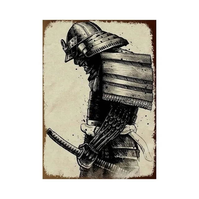 Japanese Samurai Mu Metal Tin Sign Samurai Poster Modern Wall Art ...