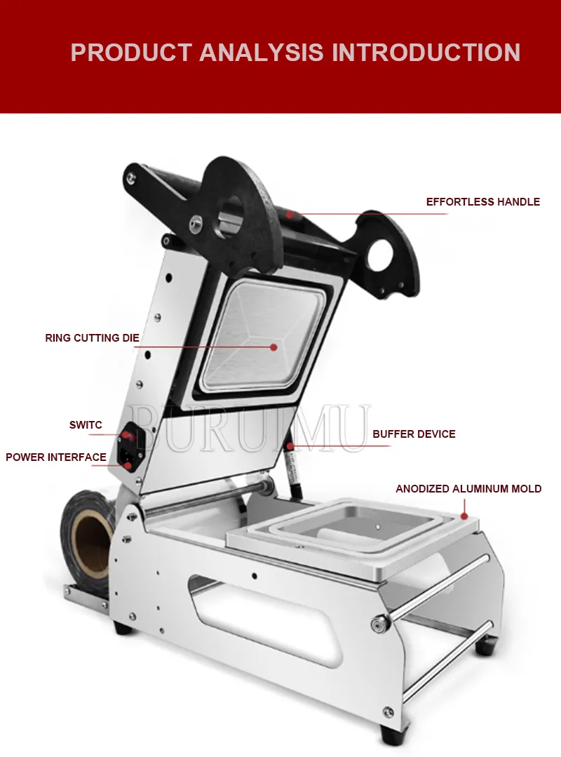Lunch Box Sealing Machine Hand Press Packaging 20 cm Sealing Length ...