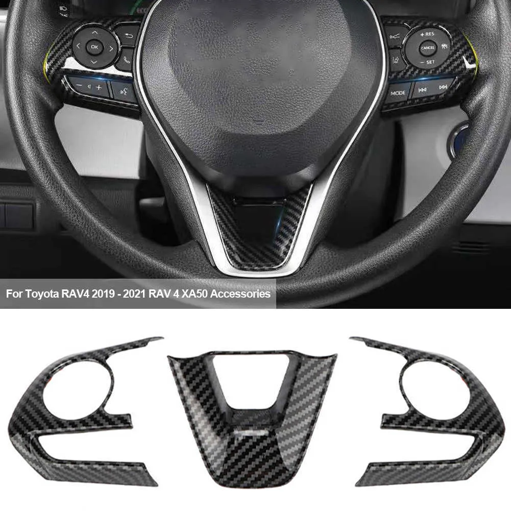 Carbon Fiber Carbon Steering Wheel Cover Frame Cover Trim Set For Toyota RAV4 2019 2021 Interior Decaration Sticker From Autohand elitestore 8.02 DHgate.Com