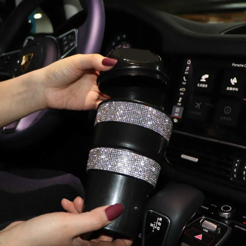 Rhinestone Auto Trash Can: Cute Diamond Crystal Garbage Storage Bin For ...