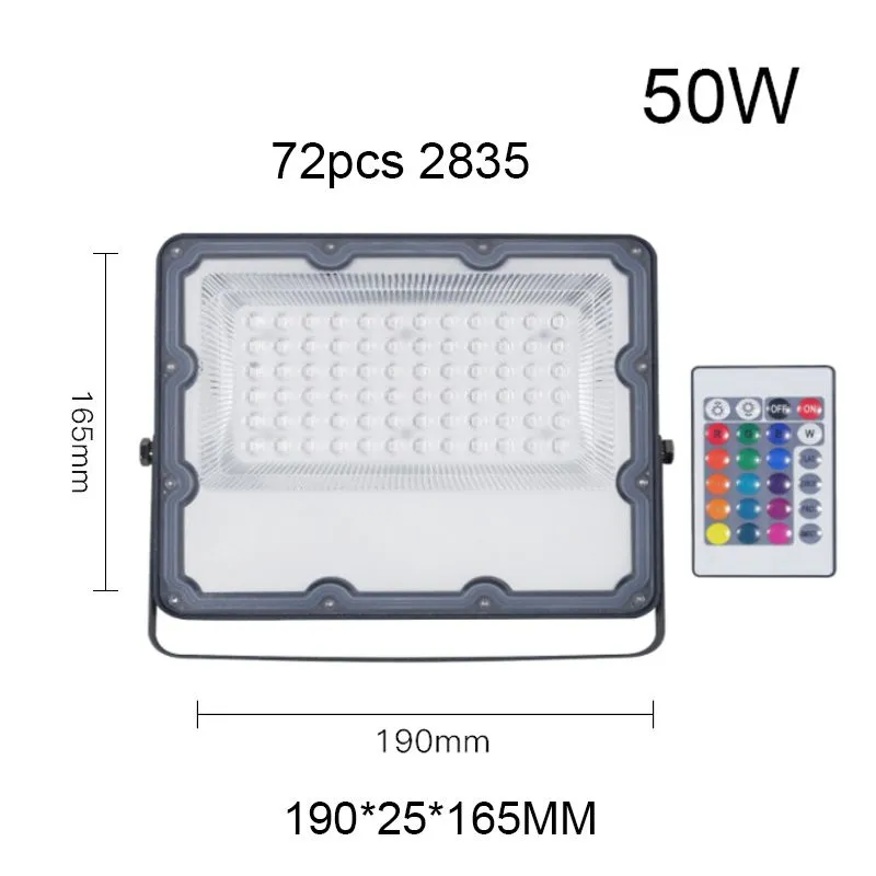 RGB LED Flood Light Outdoor 10W 20W 30W 50W 100W 150W 200W Waterproof ...
