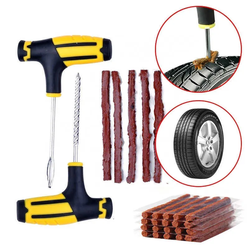 New Car Tire Repair Kit Tools With Rubber Strips Tubeless Tyre Puncture ...