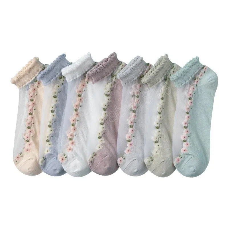 Ultra-Thin Crystal Silk Socks: Fashion Lace Boat Socks for Women - Shop ...