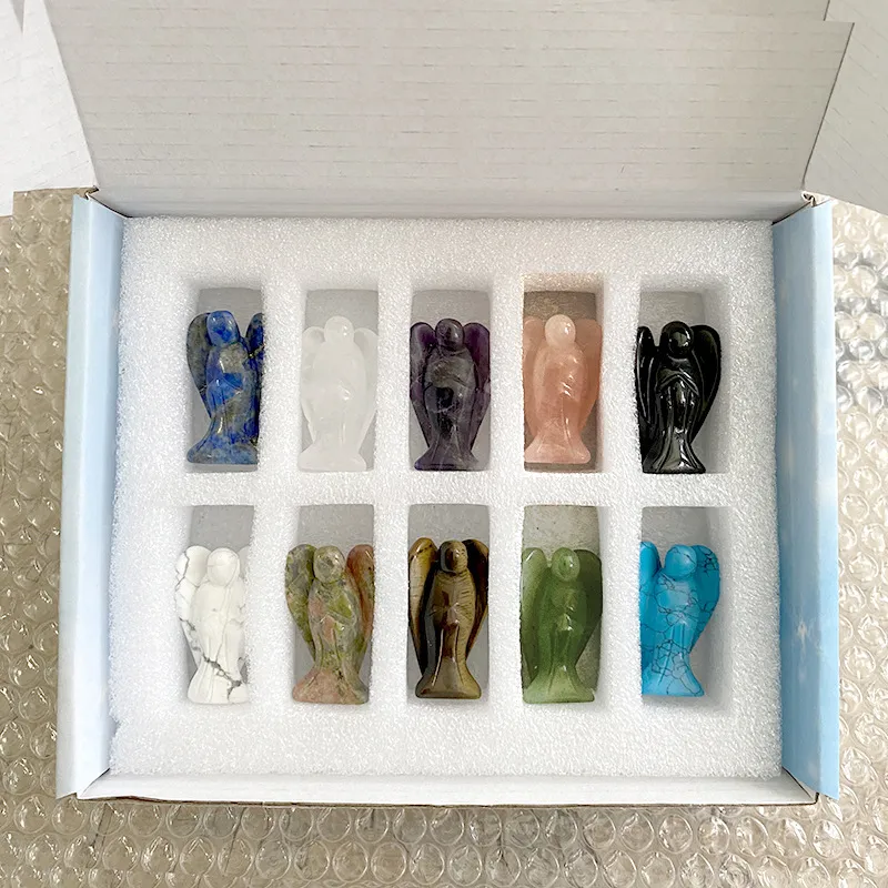 Natural Stone Angel Carving Gemstone Crafts - 1.5 inch Amethyst and ...