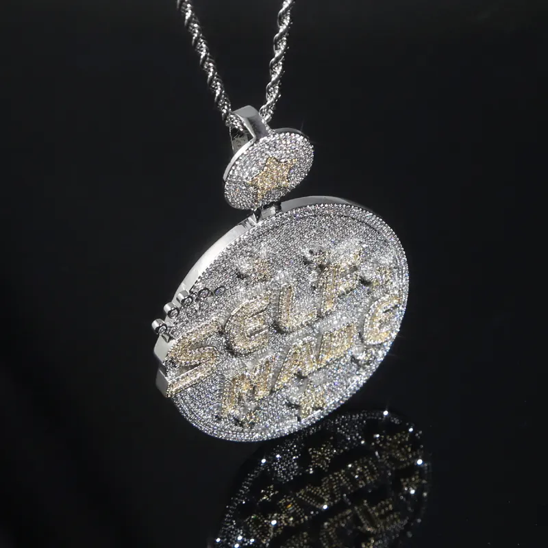 Mens Self Made Iced Out Letter Pendant With Cubic Zirconia CZ Charm ...