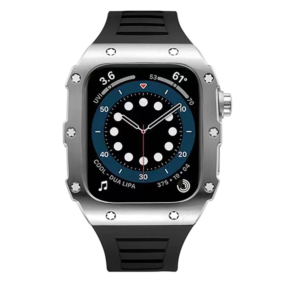 Apple Watch MOD Kit: Stainless Steel Case & Silicone Strap Set - Series ...