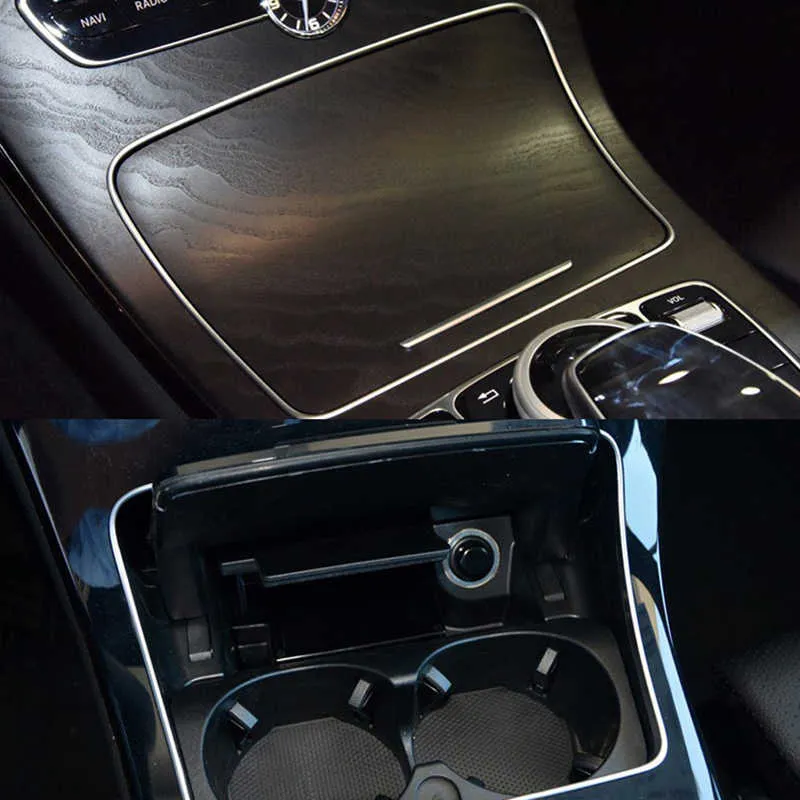 New Car Ashtray Cover Bright Strip Electroplating Cup Holder Trim for Mercedes Benz GLC C Class W253 W205 2015 2023
