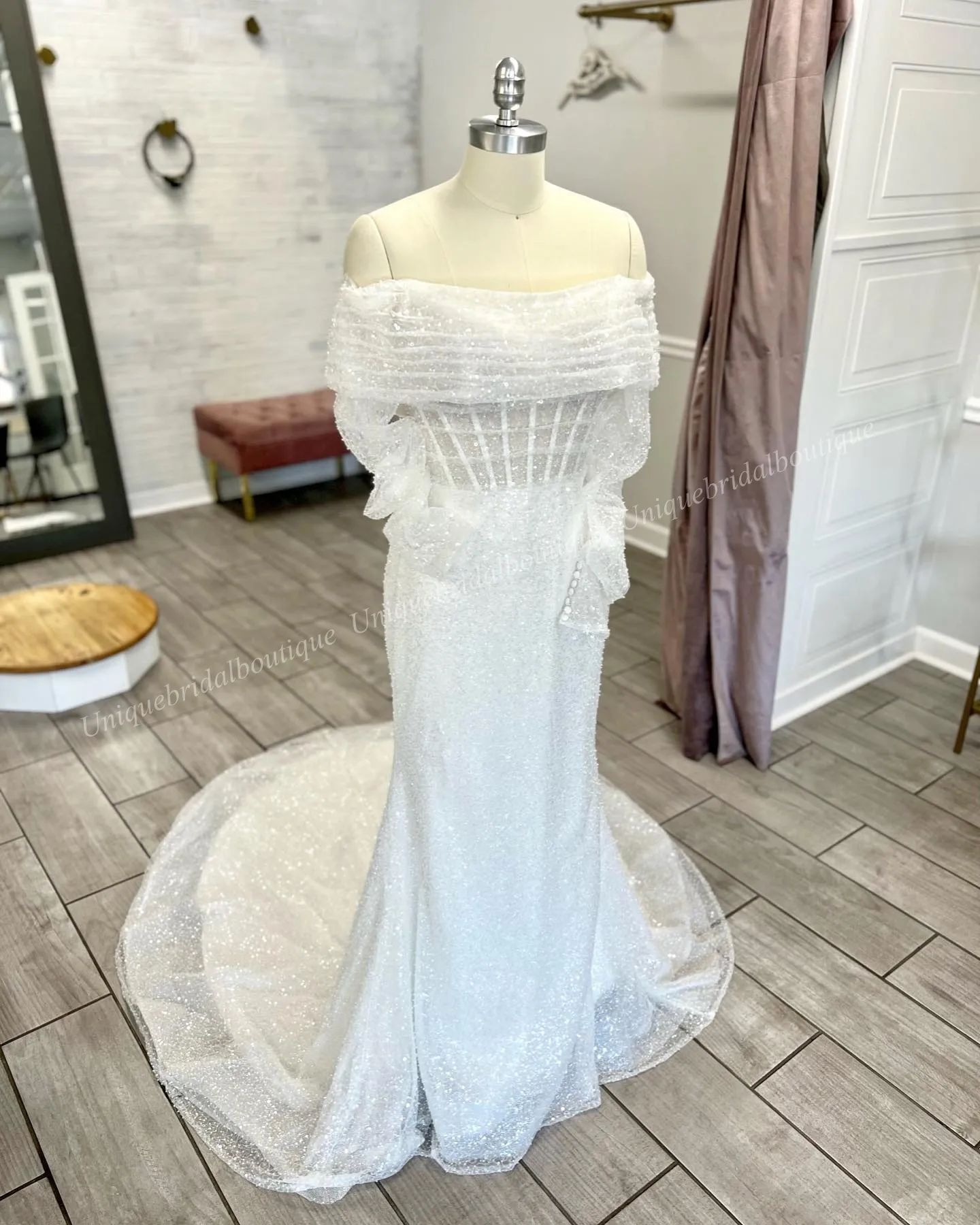 Boho Wedding Dress: Celestial Beaded Illusion Corset Evening Gown With ...