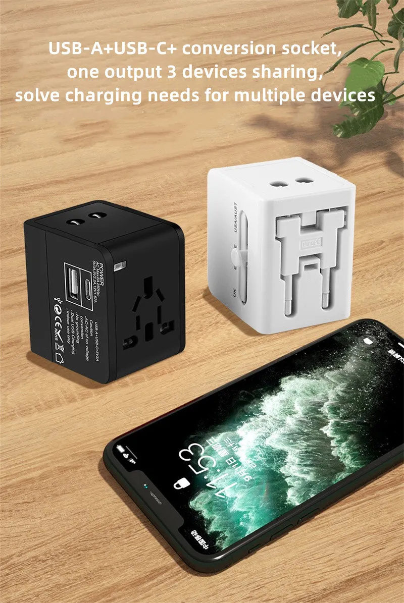 20W PD Charger Travel Adapter: Worldwide Conversion Plug With QC3.0 USB ...