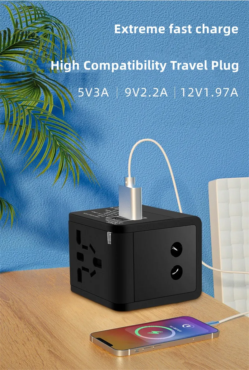 20W PD Charger Travel Adapter: Worldwide Conversion Plug With QC3.0 USB ...