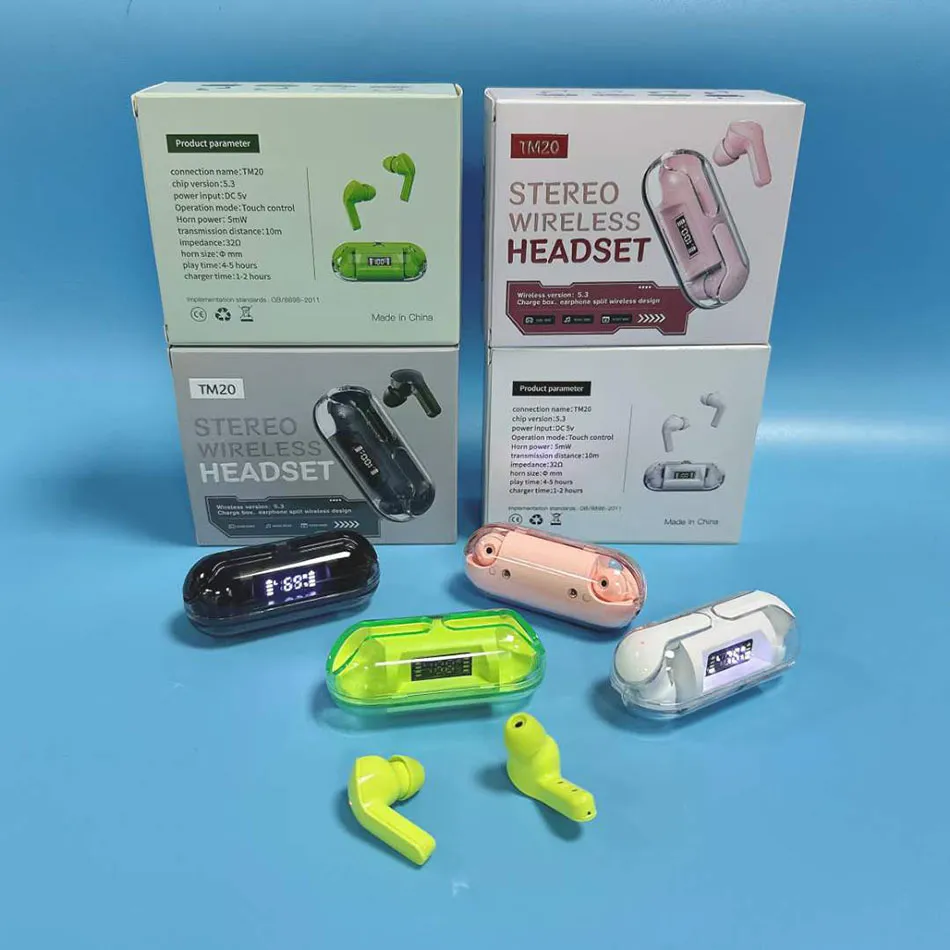 TM20 Wireless Bluetooth Earbuds Transparent Space Capsule Design Dual ...