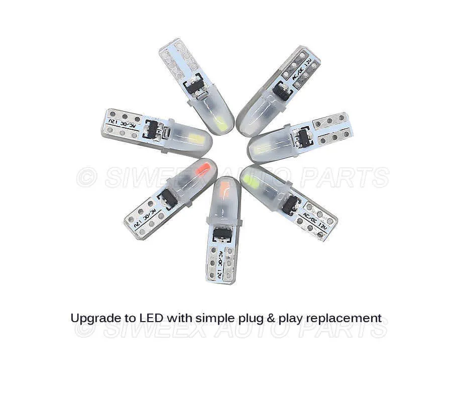 10x LED dash light bulbs for Car Indicator Wedge - T5 W3W 2 SMD 3014 ...