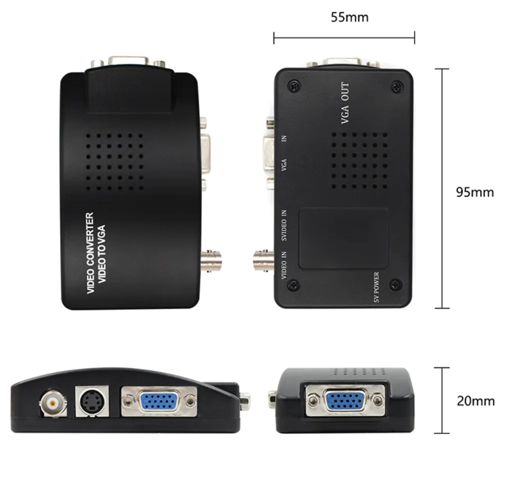 Composite Video To VGA Adapter: S Video/BNC/VGA To VGA Video PC ...