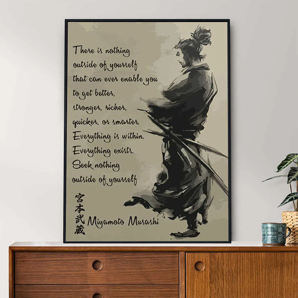 Japanese Samurai Miyamoto Musashi Wall Art Poster Vintage Inspirational ...