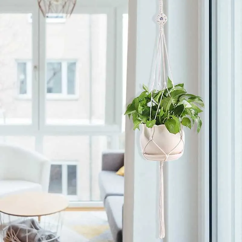 Planters Pots Hanging Plant Basket Flower Pot Hangers Handmade Balcony ...
