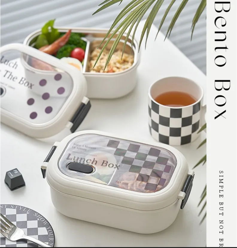 Stainless Steel Thermal Insulated Lunch Box, Portable Compartmentalized ...