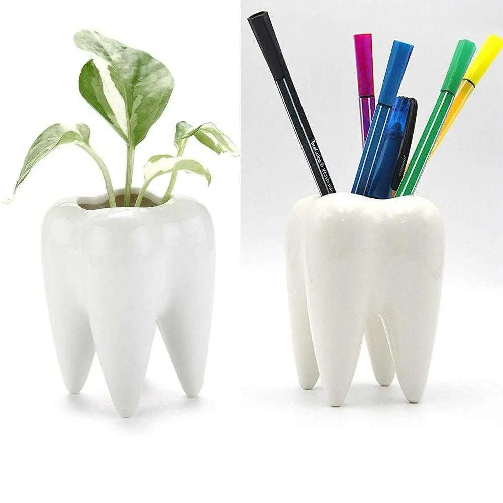 DHgate.com:Unique Tooth-Shaped Ceramic Flower Pot, 1 Piece Succulent ...