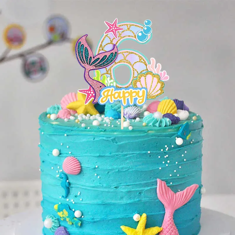 Glitter Mermaid Cake Topper For Girls | Mermaid Party Supplies ...