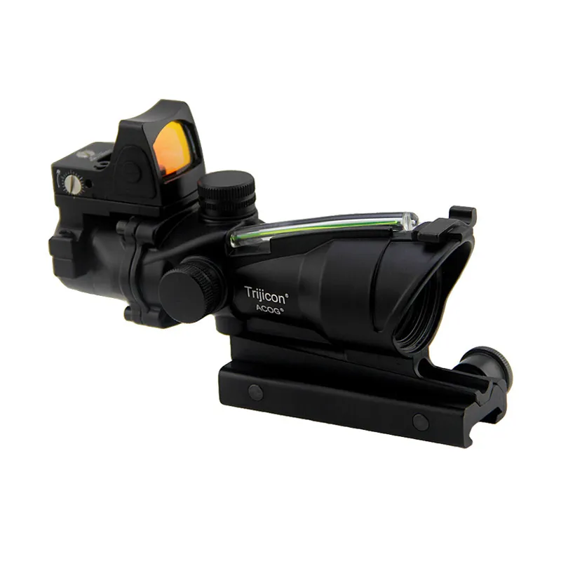 4X32 Tactical ACOG Scope With Fiber Optics Red Chevron Reticle & RMR ...