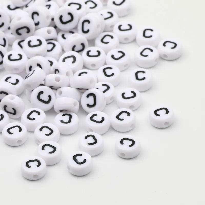 DHgate.com:7x4mm White Round A-Z Alphabet Letter Acrylic Spacer Beads ...